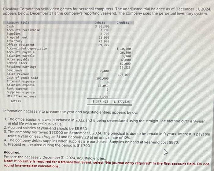 [Solved]: Excalibur Corporation sells video games for perso