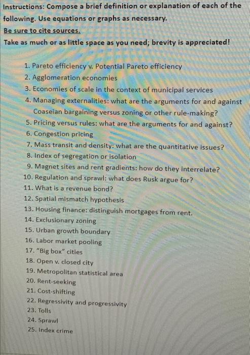 structions: Compose a brief definition or explanation | Chegg.com