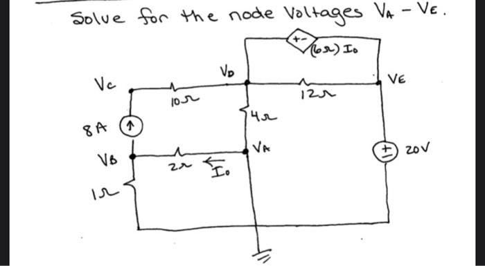 Solved Solve for the node Voltages VA−Vϵ. | Chegg.com