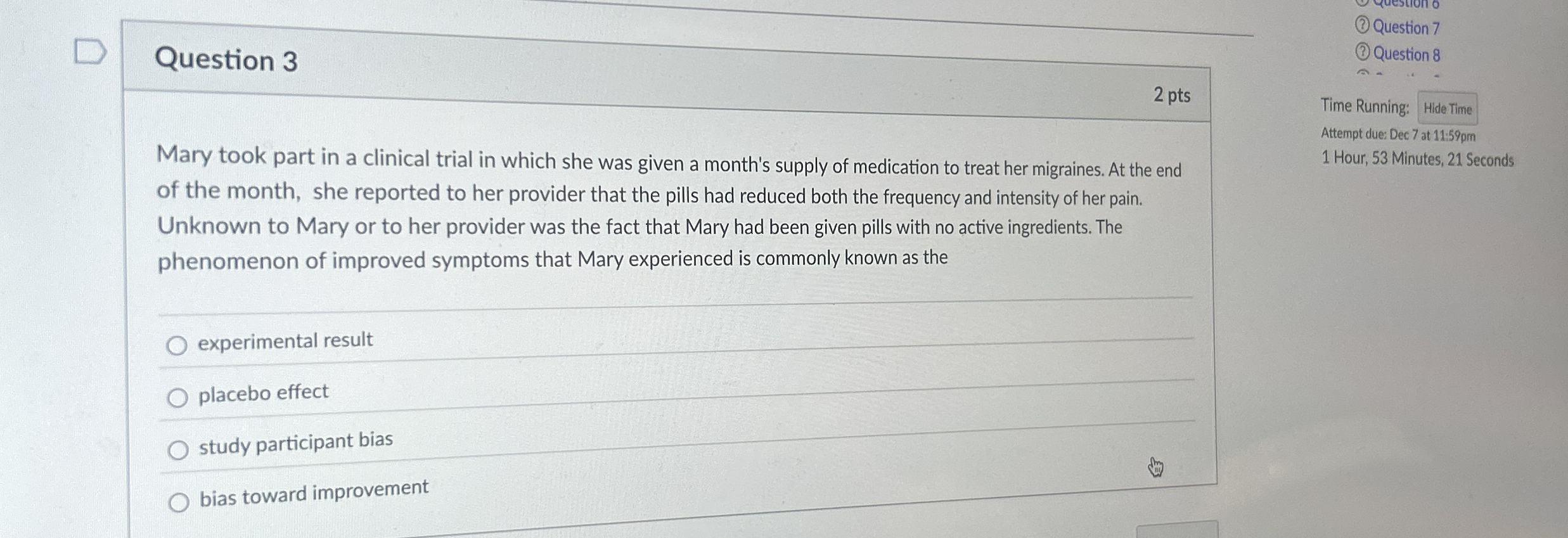 Solved Question 32 ﻿ptsMary took part in a clinical trial in | Chegg.com