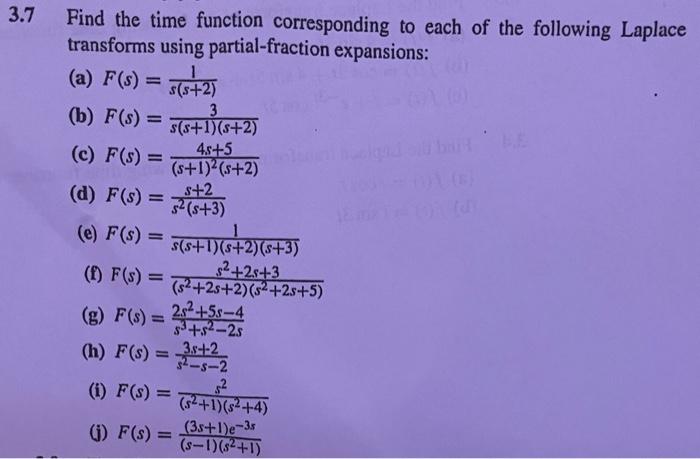 Solved 7 Find the time function corresponding to each of the | Chegg.com