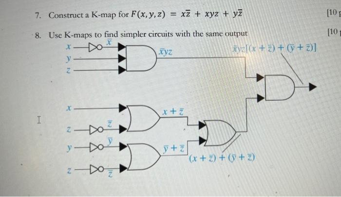 Solved 7. Construct a K-map for F(x, y, z) = xã + xyz + yz | Chegg.com