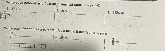 Solved Write each percent as a fraction in simplest form. | Chegg.com