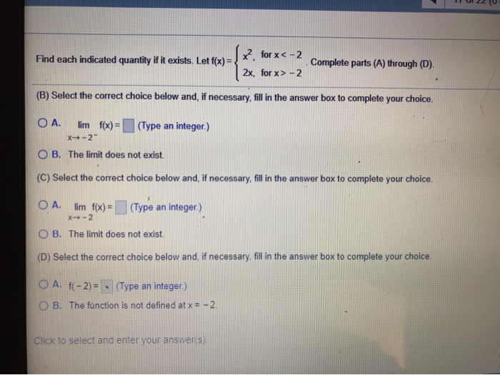 Solved Find each indicated quantity if it exists. Let f(x)= | Chegg.com