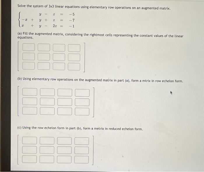 Solved Solve the system of 3x3 linear equations using | Chegg.com