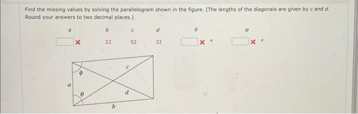 Solved Find the missing values by solving the parallelogram | Chegg.com