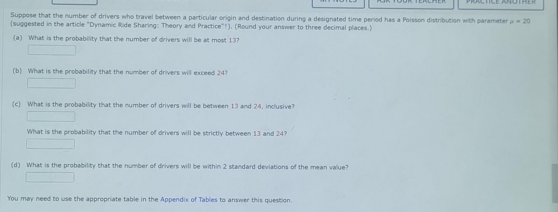 Solved Suppose that the number of drivers who travel between | Chegg.com