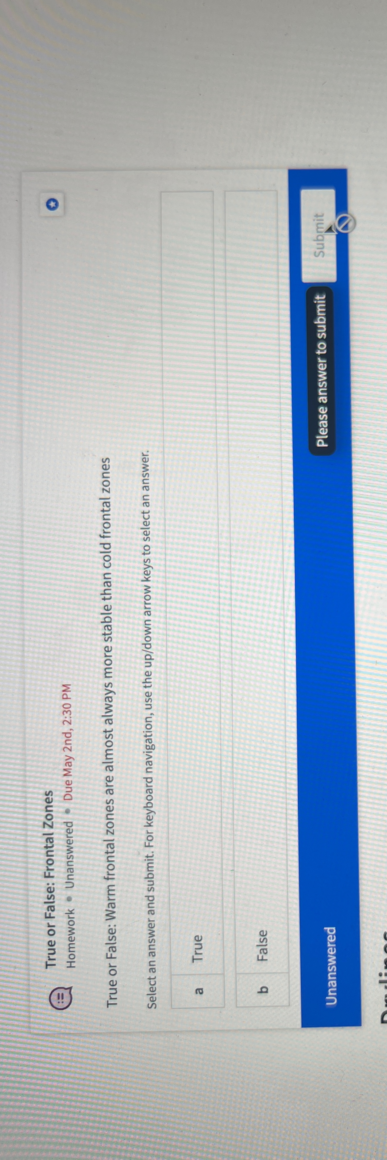 Solved True or False: Frontal ZonesHomework * ﻿Unanswered * | Chegg.com