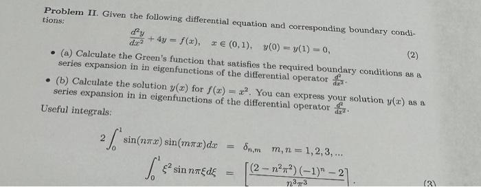 Solved Problem II. Given the following differential equation | Chegg.com
