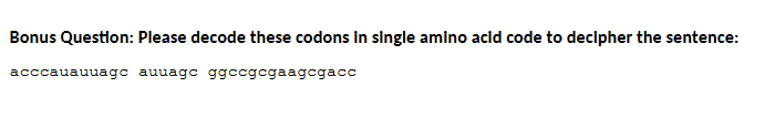 Solved Bonus Question: Please decode these codons in single | Chegg.com