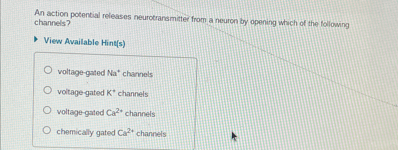 Solved An action potential releases neurotransmitter from a | Chegg.com