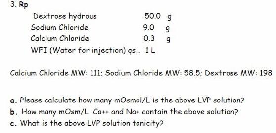 Solved 3. Rp 50.0 9 9.0 9 Dextrose hydrous Sodium Chloride | Chegg.com