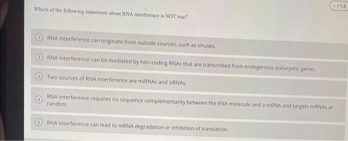 Solved Which of the following statements about RNA | Chegg.com