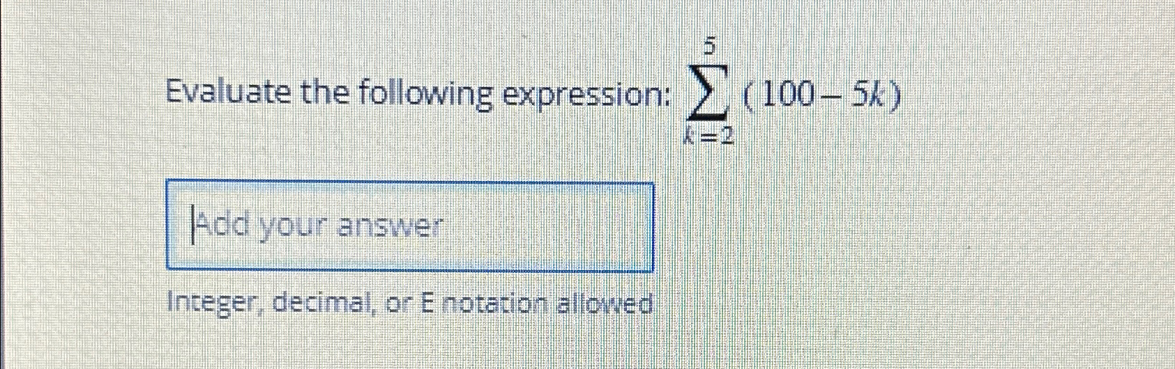 Solved Evaluate the following expression: | Chegg.com