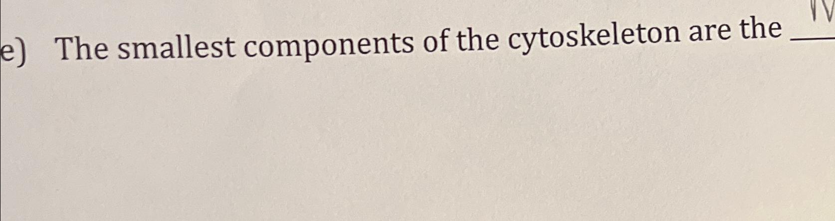 Solved e) ﻿The smallest components of the cytoskeleton are | Chegg.com