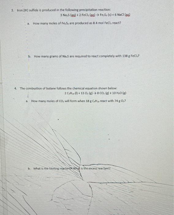 Solved Iron (III) sulfide is produced in the following | Chegg.com