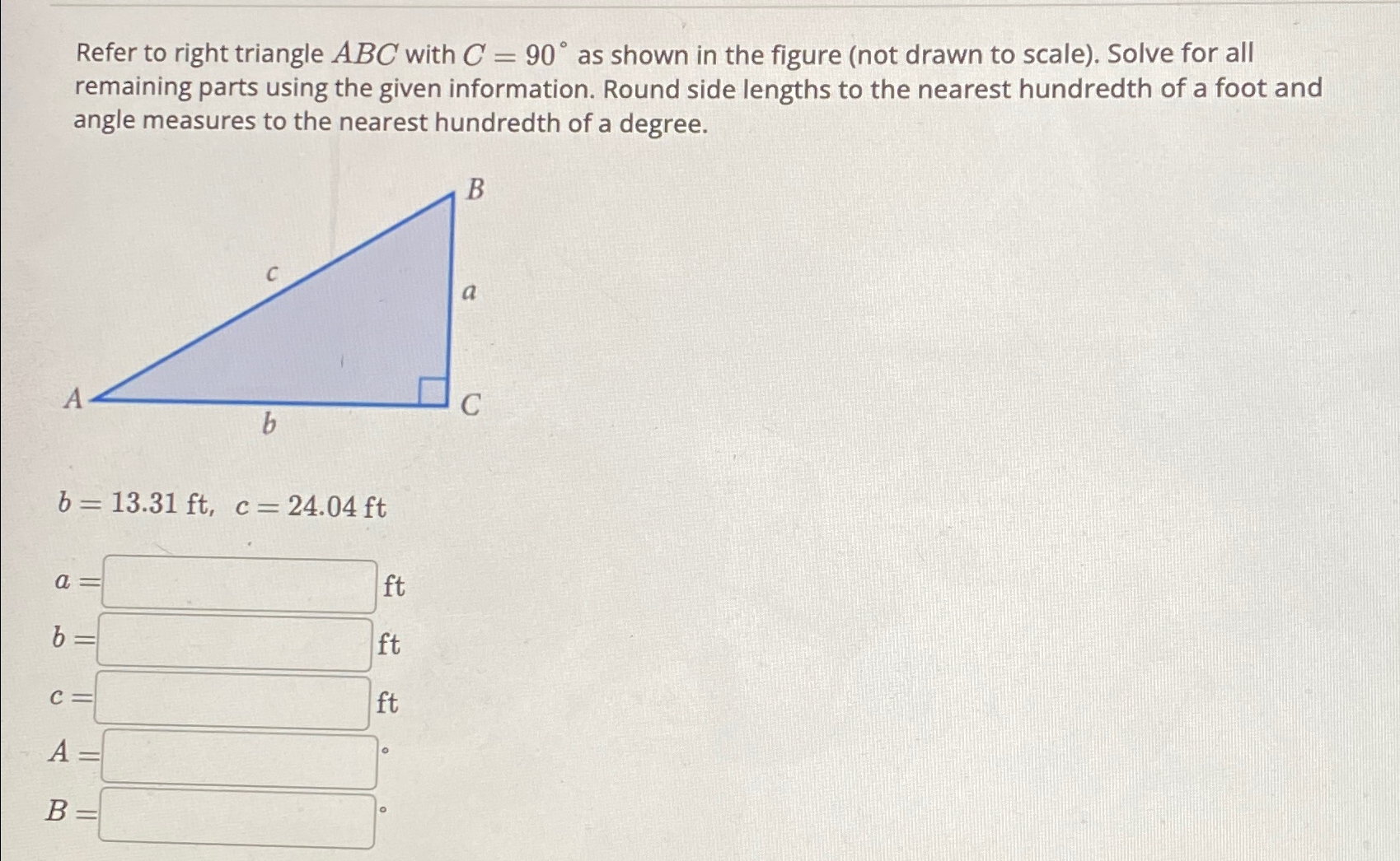 Solved Refer to right triangle ABC with C=90° ﻿as shown in | Chegg.com