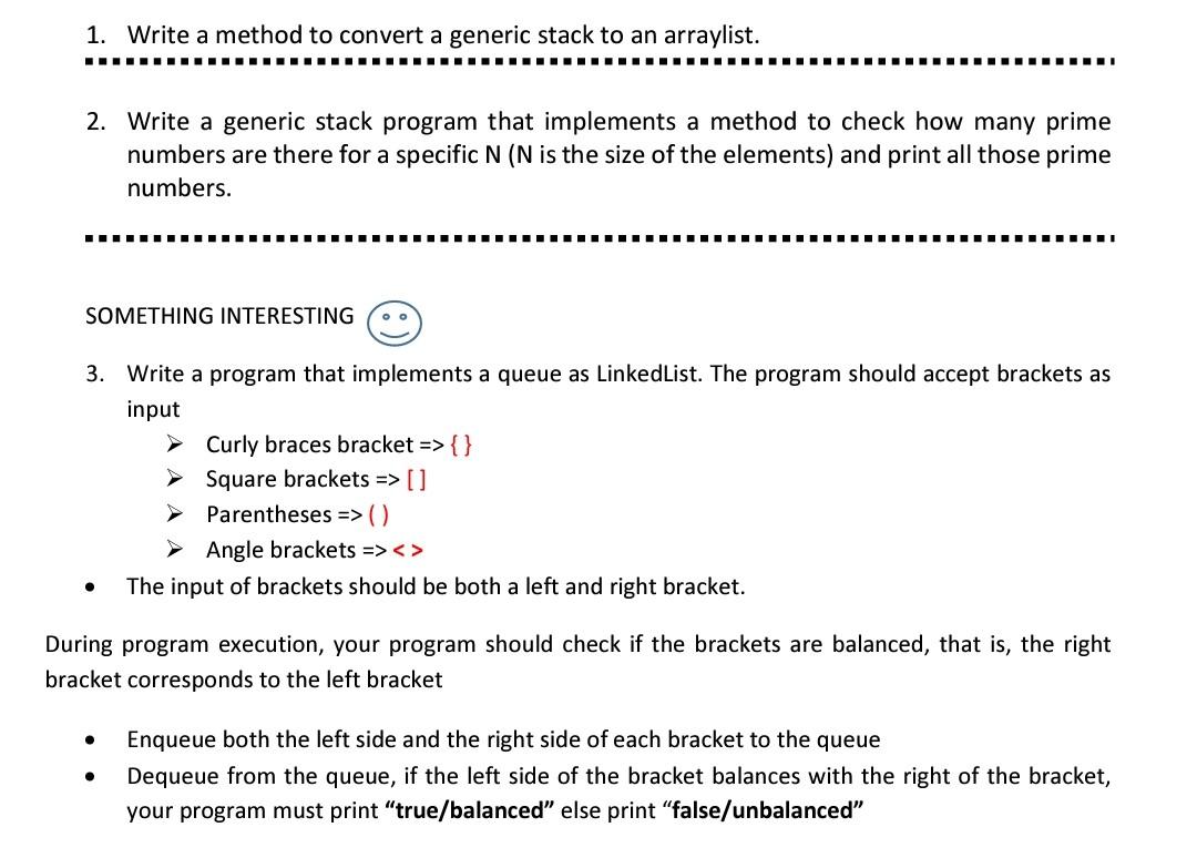 Solved 1 Write A Method To Convert A Generic Stack To An 