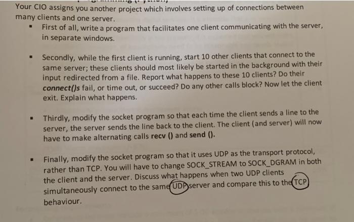 Solved Your ClO assigns you another project which involves | Chegg.com