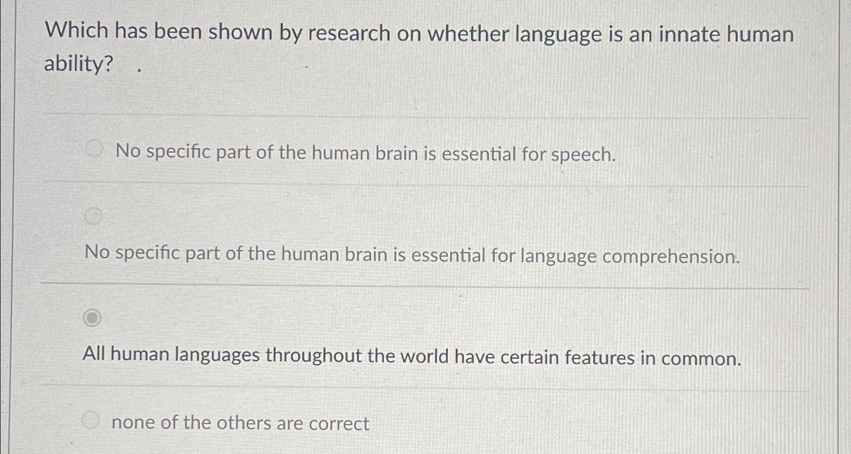 Solved Which has been shown by research on whether language | Chegg.com
