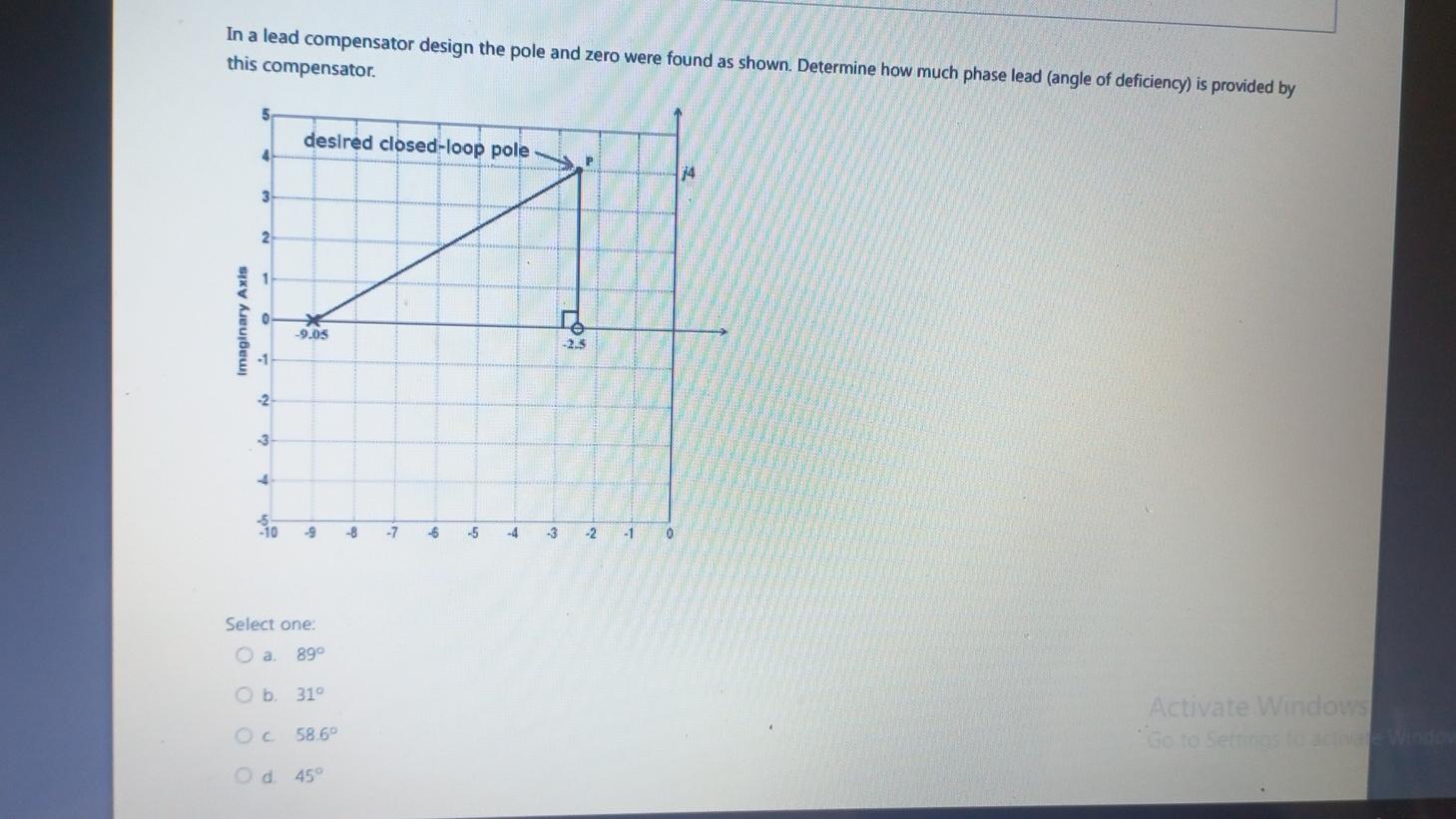 Solved In a lead compensator design the pole and zero were | Chegg.com