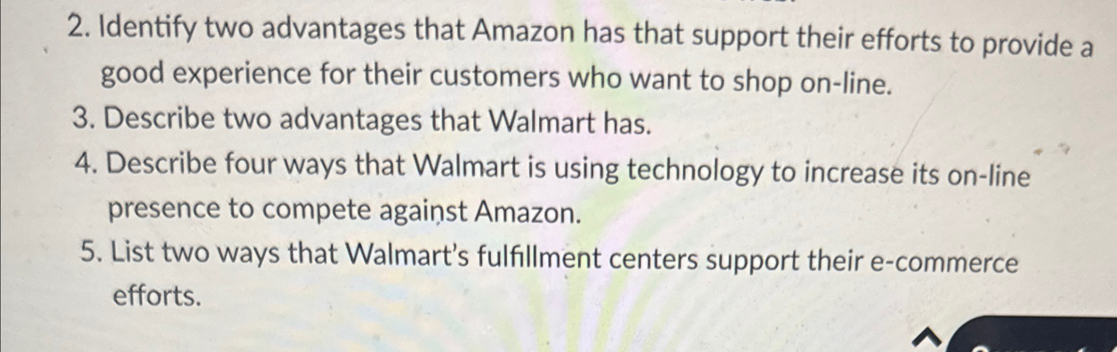 Solved Identify two advantages that Amazon has that support | Chegg.com