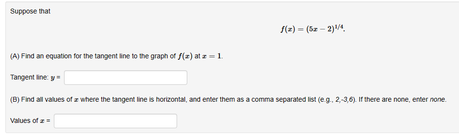Solved Suppose thatf(x)=(5x-2)14.(A) ﻿Find an equation for | Chegg.com