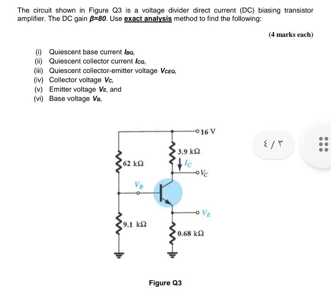 Solved The circuit shown in Figure Q3 is a voltage divider | Chegg.com