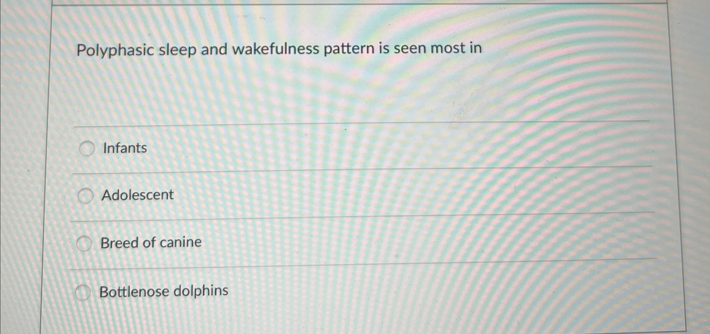 Solved Polyphasic sleep and wakefulness pattern is seen most | Chegg.com