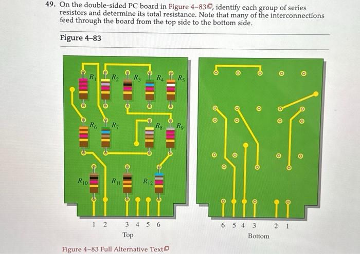 Solved 49. On the double-sided PC board in Figure 4-83, | Chegg.com