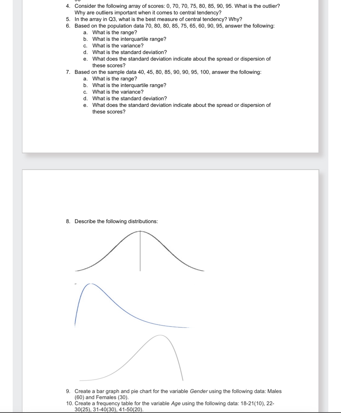 Solved Consider the following array of scores: | Chegg.com