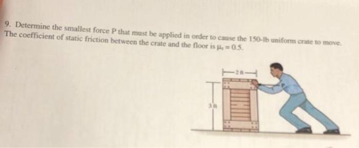 Solved 9 Determine The Smallest Force P That Must Be