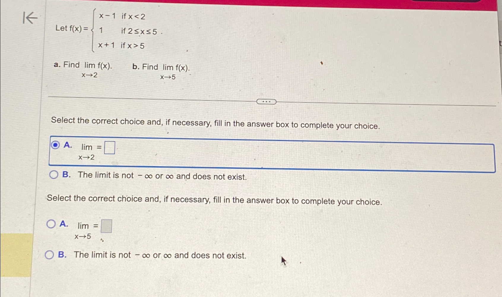 Solved Let f(x)={x-1 if x 5a. ﻿Find | Chegg.com