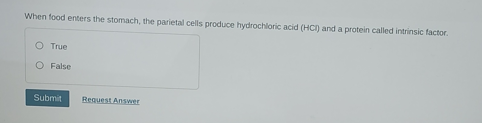 Solved When food enters the stomach, the parietal cells | Chegg.com