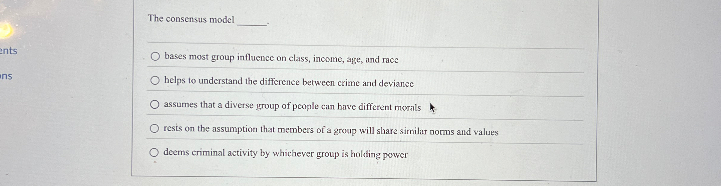 Solved The consensus modelbases most group influence on | Chegg.com