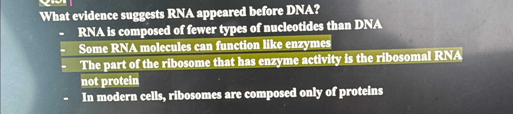 Solved What evidence suggests RNA appeared before DNA?RNA is | Chegg.com