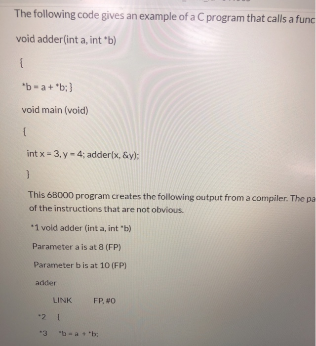 Solved The following code gives an example of a C program | Chegg.com
