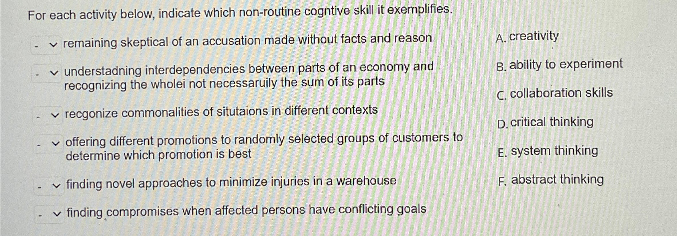 Solved For each activity below, indicate which non-routine | Chegg.com