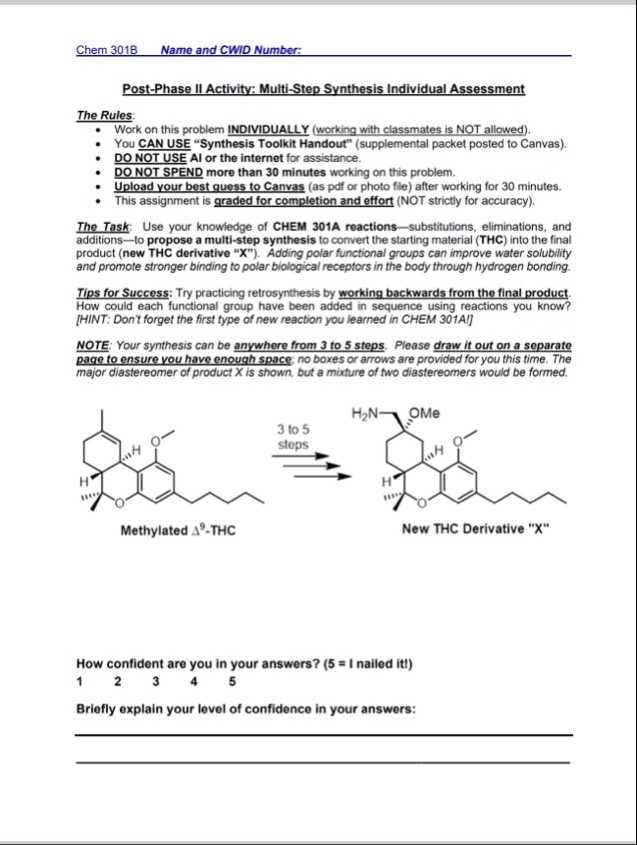Solved can you help Chem 301B Name and CWID | Chegg.com
