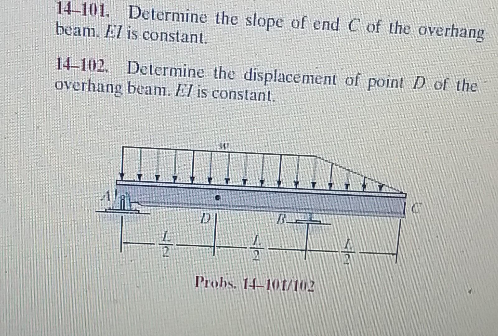 Solved 14-101. Determine the slope of end C of the overhang | Chegg.com