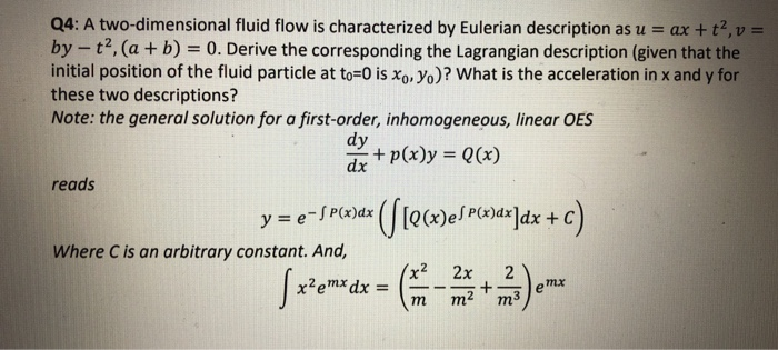 Solved Q4: A two-dimensional fluid flow is characterized by | Chegg.com