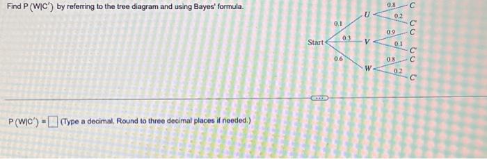 Solved Find P(W∣C) by referring to the tree diagram and | Chegg.com