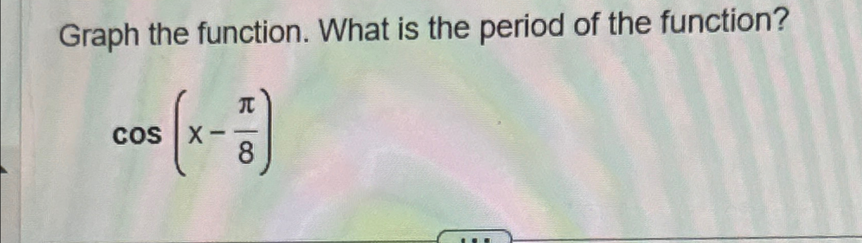 Solved Graph the function. What is the period of the | Chegg.com