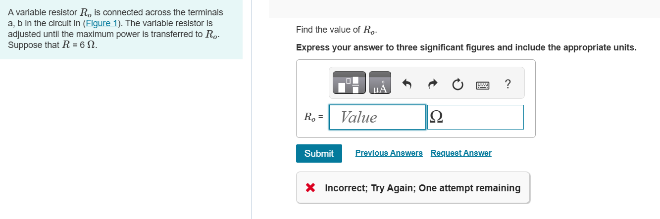 Solved A variable resistor Ro is ﻿connected across the | Chegg.com