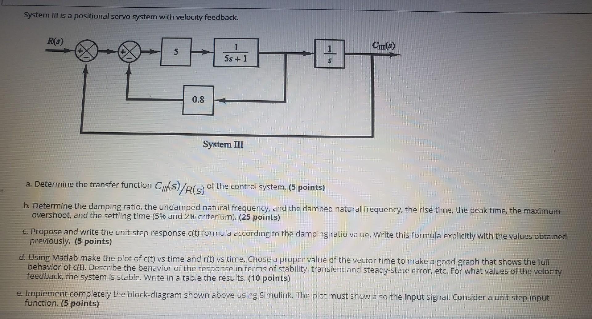 Solved System Ill is a positional servo system with velocity | Chegg.com