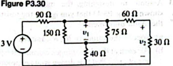 Solved 8. 3.30 ﻿PSPICEMULTISIM Find v1 ﻿and v2 ﻿in the | Chegg.com