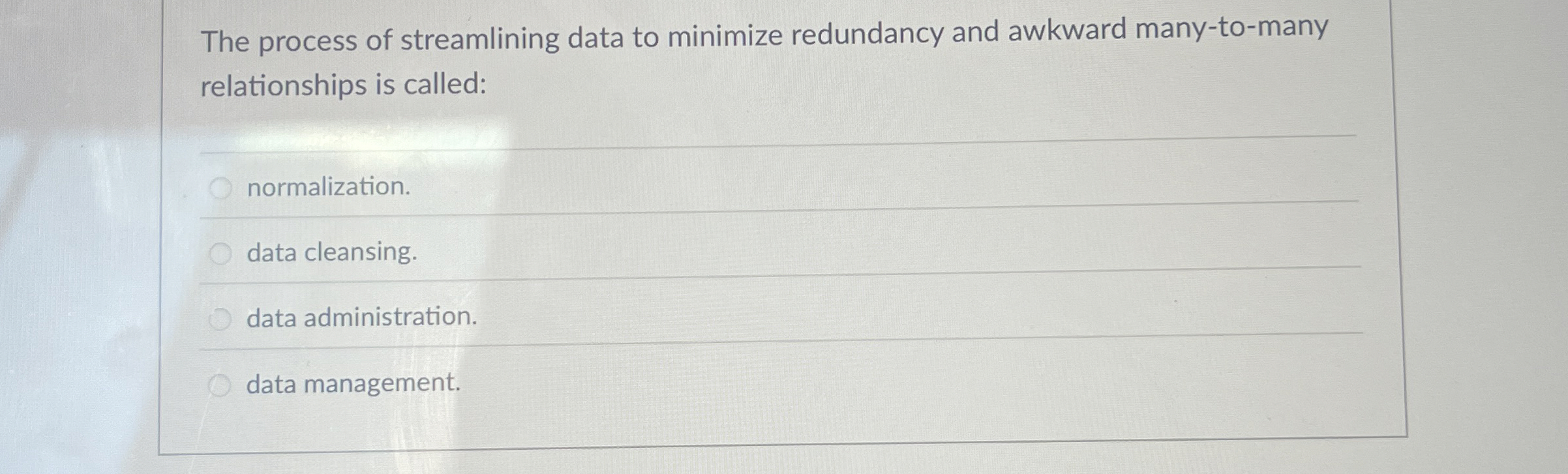 Solved The process of streamlining data to minimize | Chegg.com