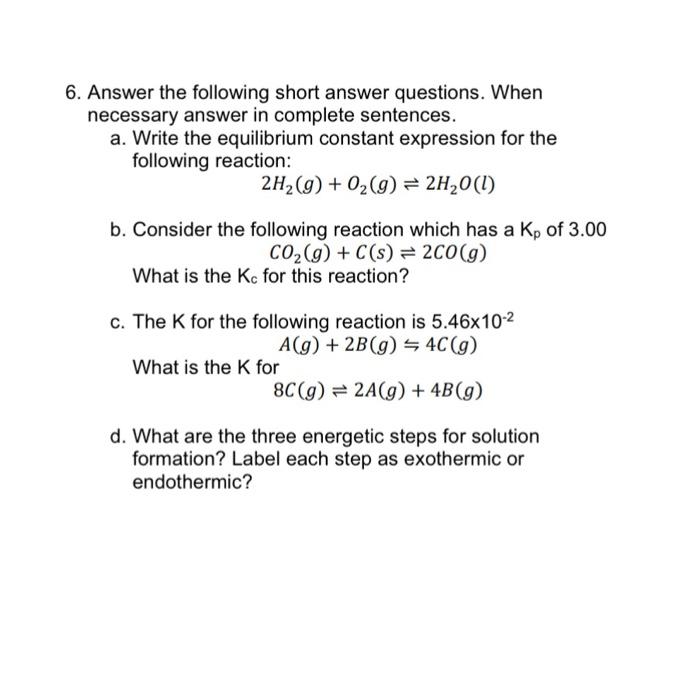 Solved S. Answer the following short answer questions. When | Chegg.com