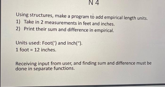 Solved N4 Using structures, make a program to add empirical | Chegg.com