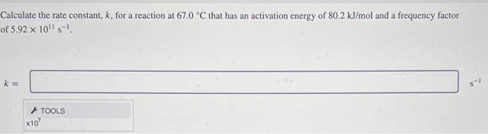 Solved Calculate the rate constant, k, for a reaction at | Chegg.com
